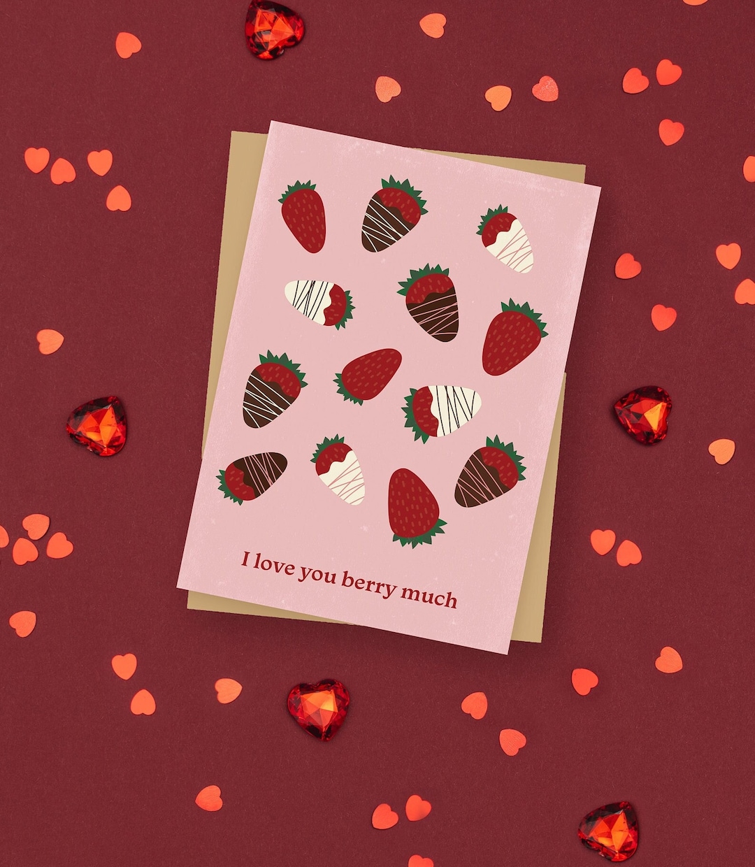 Printable Valentines Day Card I Love You Berry Much Chocolate Covered ...