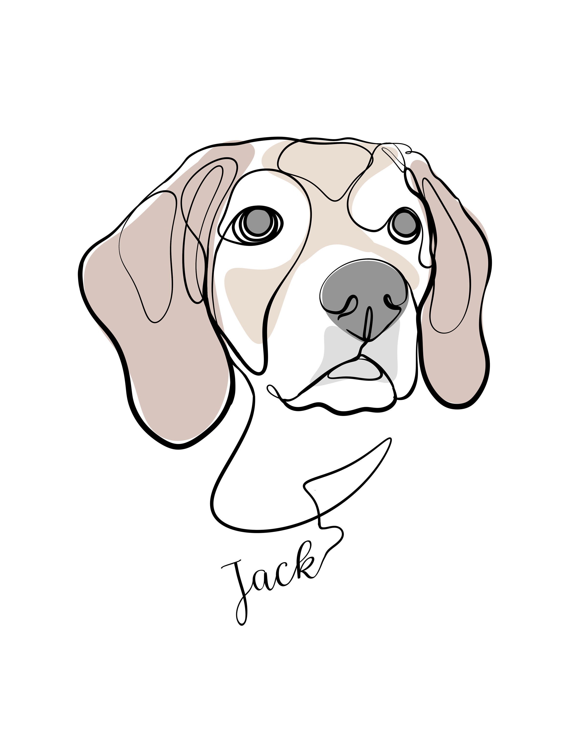 Custom Dog Line Art Portrait: Personalized Pet Drawing (digital ...