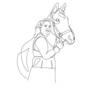 Custom Horse Line Art Portrait: Personalized One Line Drawing (digital ...