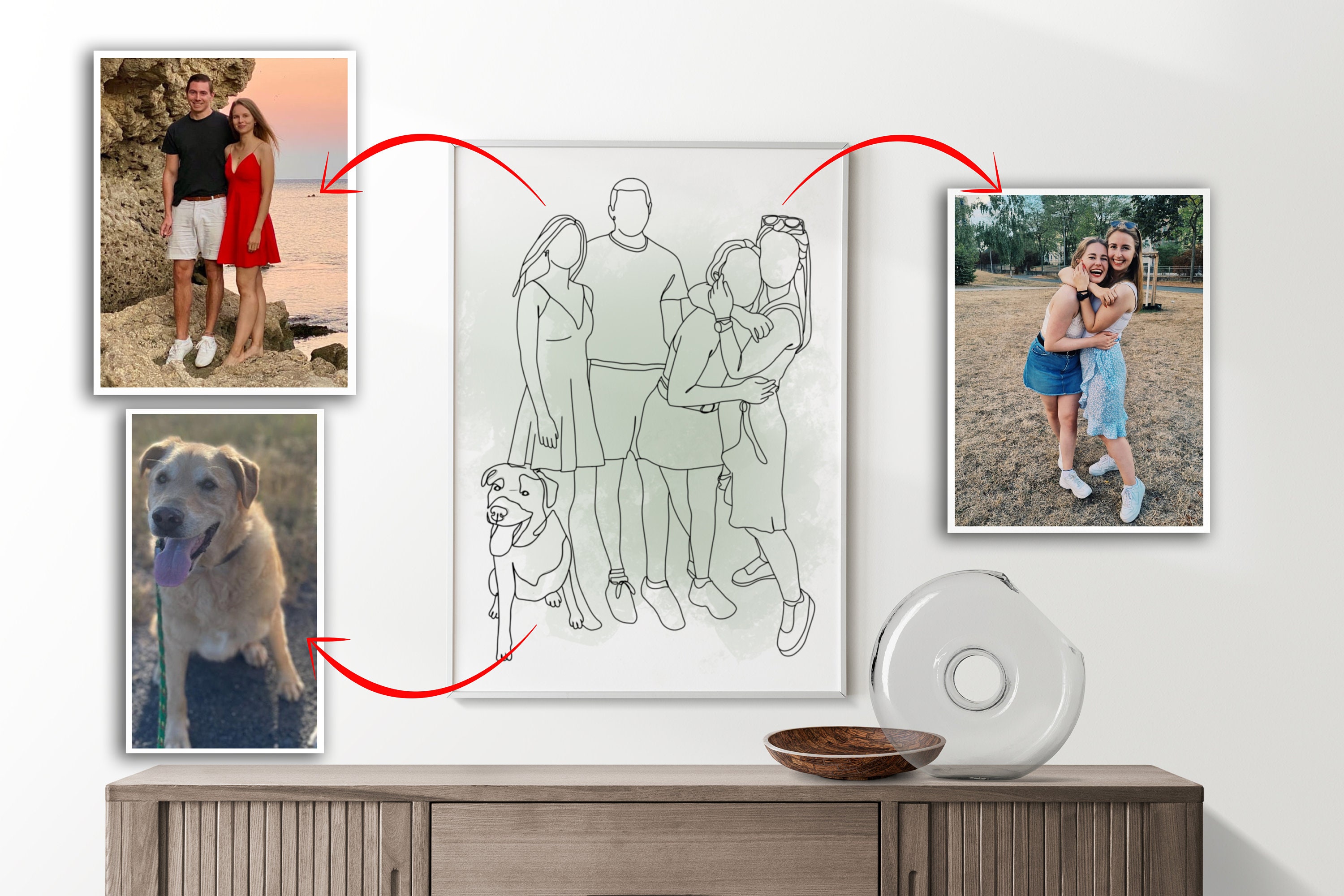 Custom Line Drawing From Picture Merge Image Adding Image - Etsy