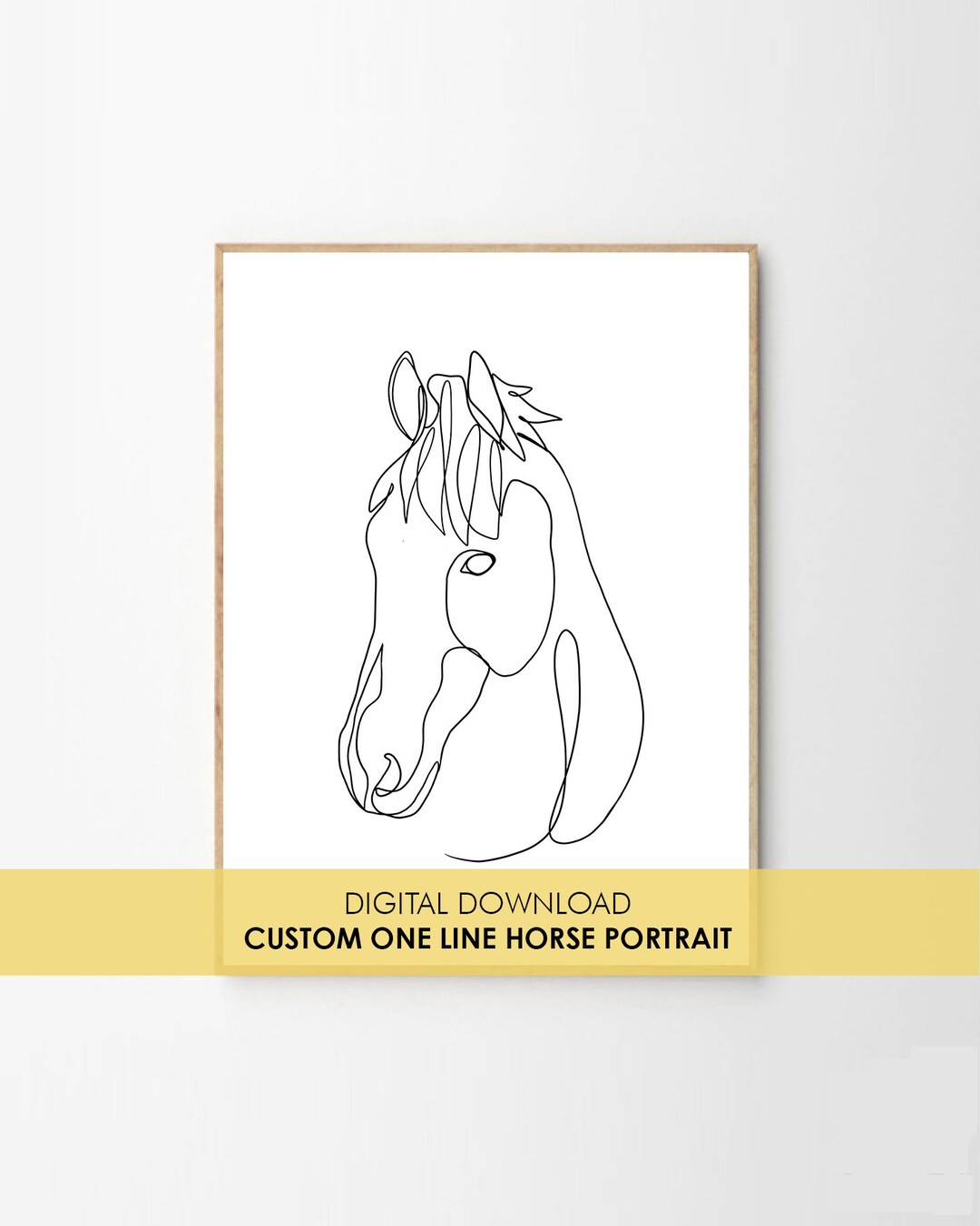 Custom Horse Line Art Portrait: Personalized One Line Drawing (digital ...