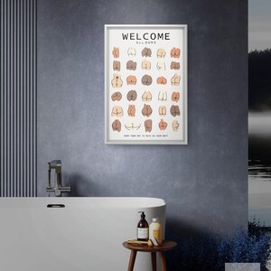 Funny Bathroom Art, Cheeky Bathroom Bums, Butt Collage, Welcome All ...