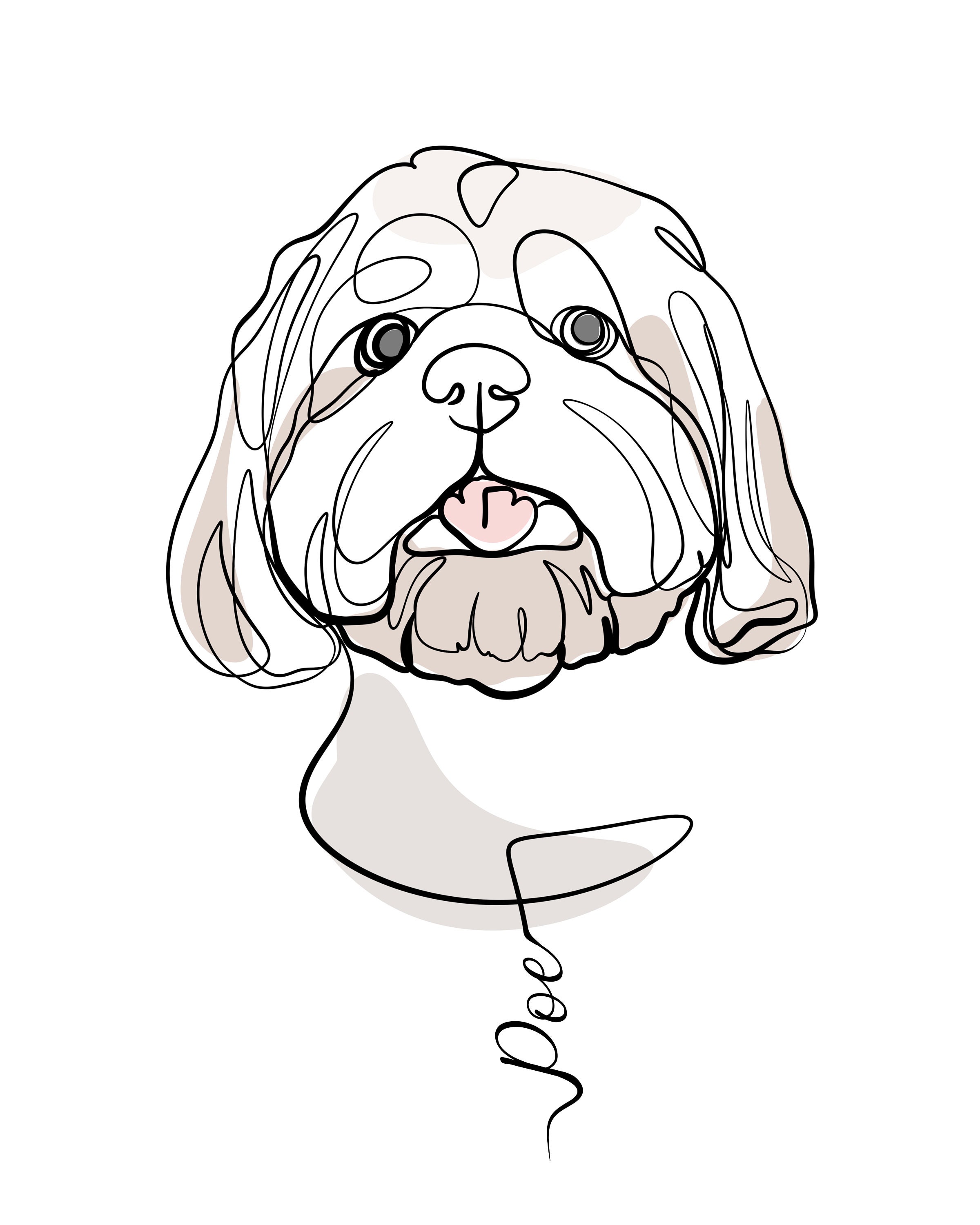 Custom Dog Line Art Portrait: Personalized Pet Drawing (digital ...