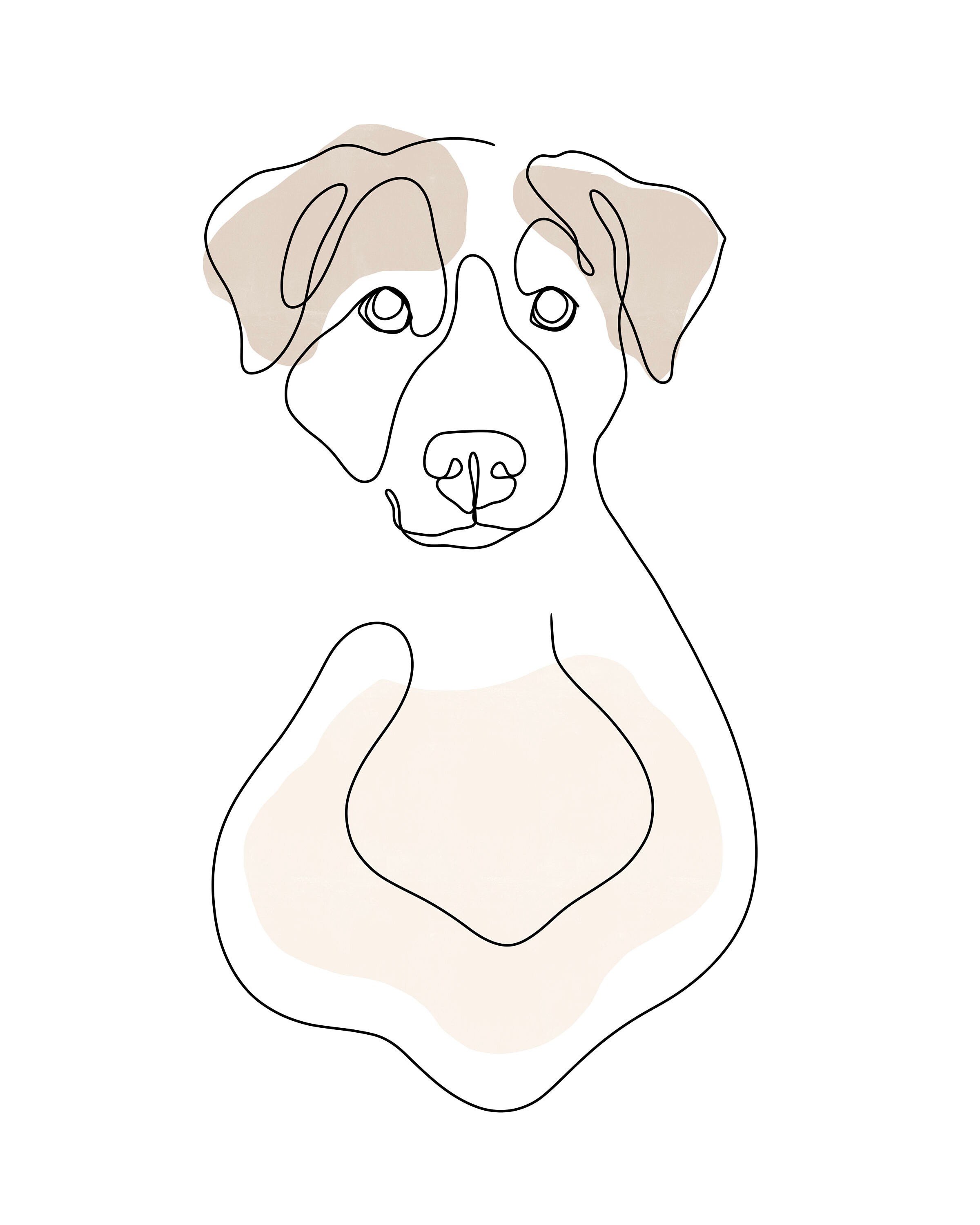 Custom Dog One Line Art With Color Personalized One Line | Etsy