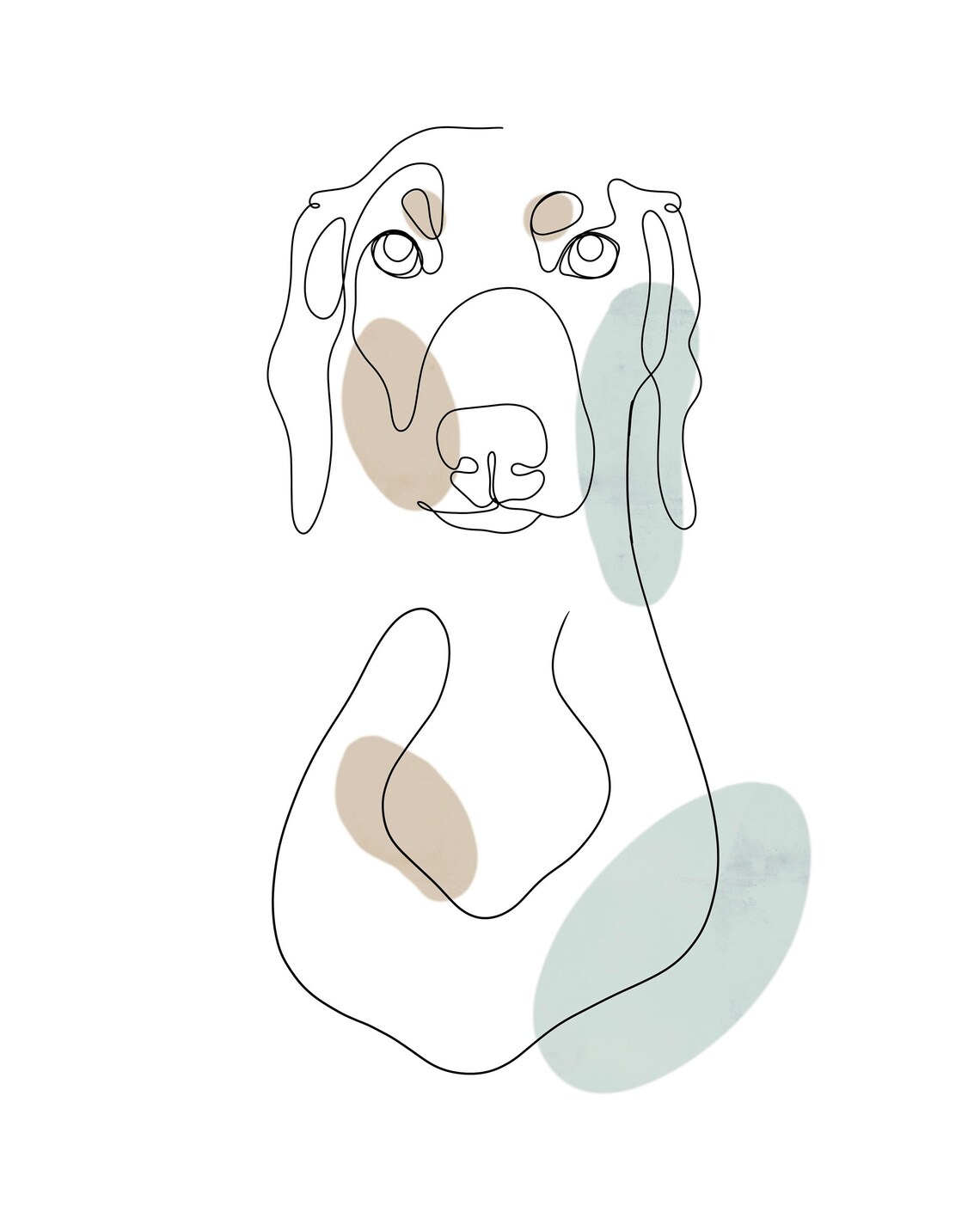 Custom Dog One Line Art With Color Personalized One Line | Etsy