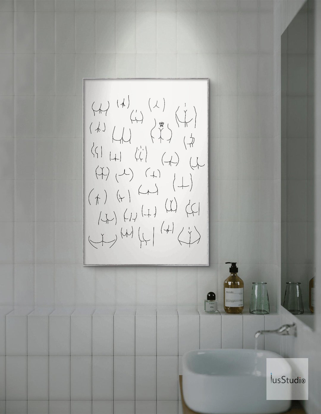 Funny Bathroom Art, Cheeky Bathroom Bums, Butt Collage, Welcome All ...