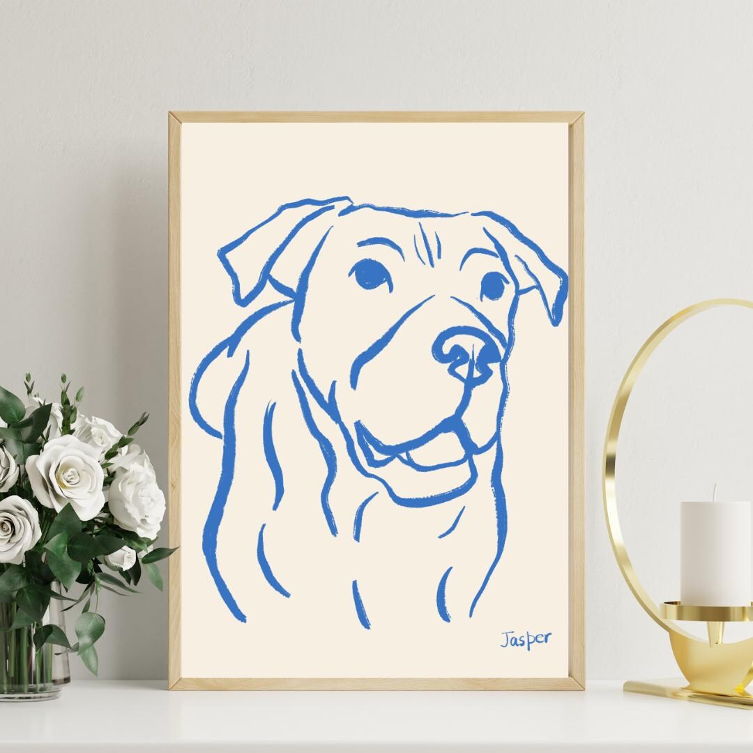 Custom Dog Line Art Portrait: Personalized Pet Sketch (digital Art) - Etsy