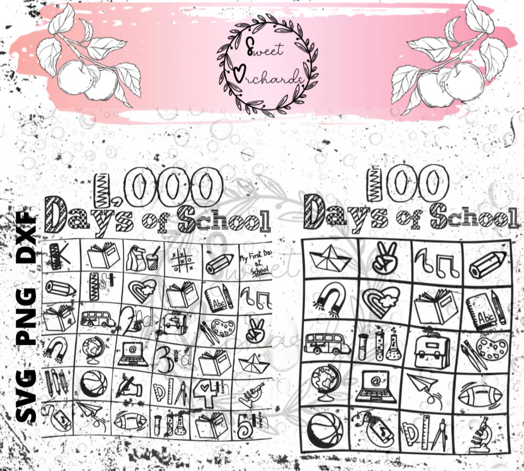 100 & 1000 Days of School / SVG / PNG / DXF - Etsy
