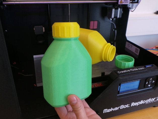 3d Printable Bottle and Screw Cap. STL File for 3D Printing - Digital ...