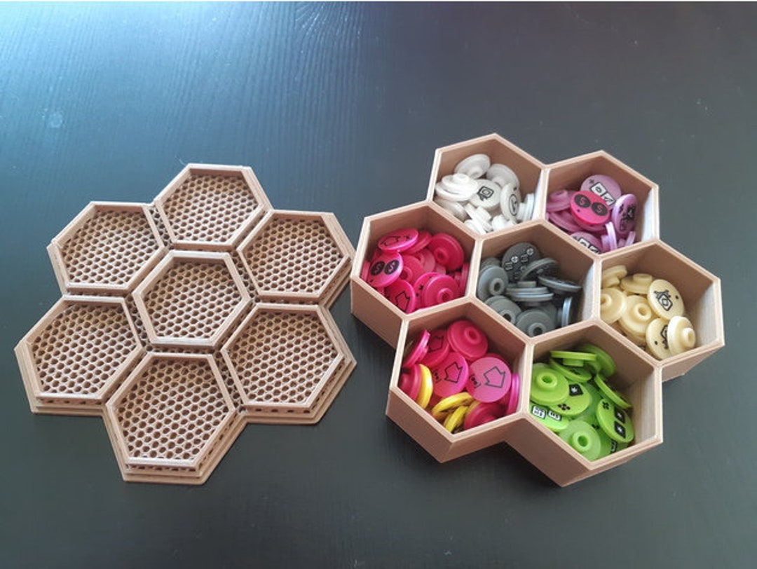 7 Hex Container for Small Parts and Games. STL File for 3D Printing ...