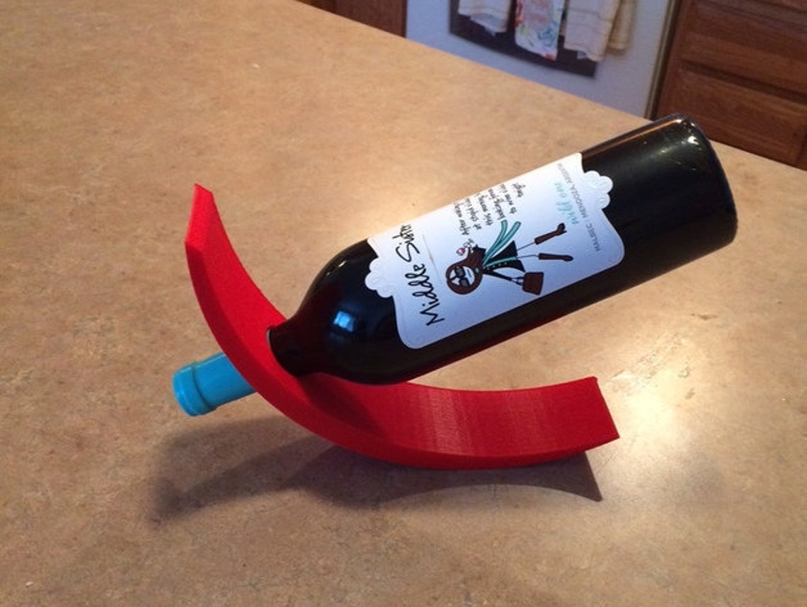 Curved Balancing Wine Holder. STL File for 3D Printing - Digital ...