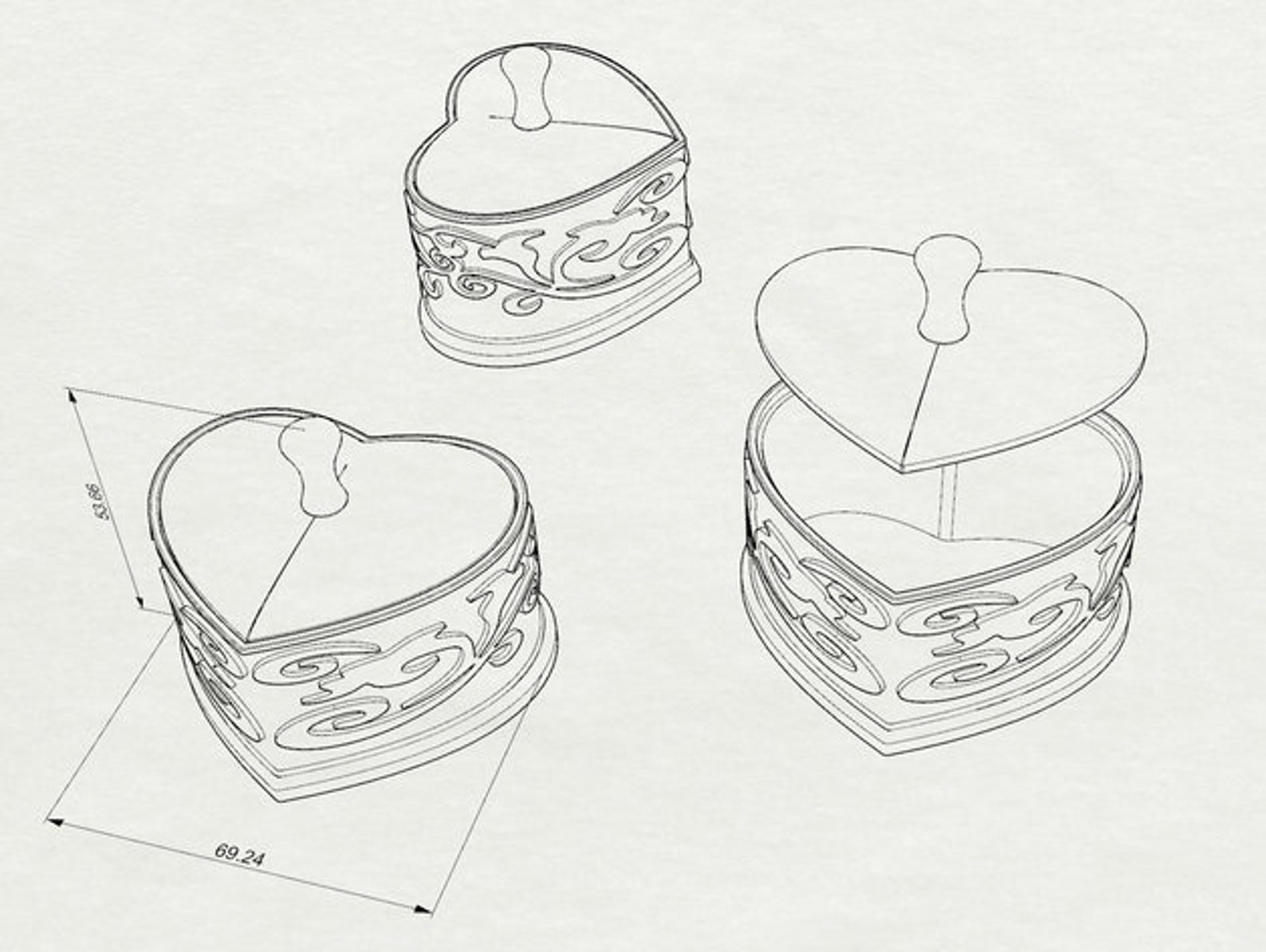 Heart Shaped Box. STL File for 3D Printing Digital Download. - Etsy