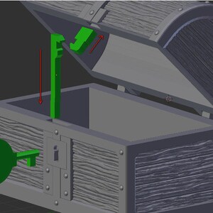 Hinged Chest With Working Lock and Wood Texture. STL File for 3D ...