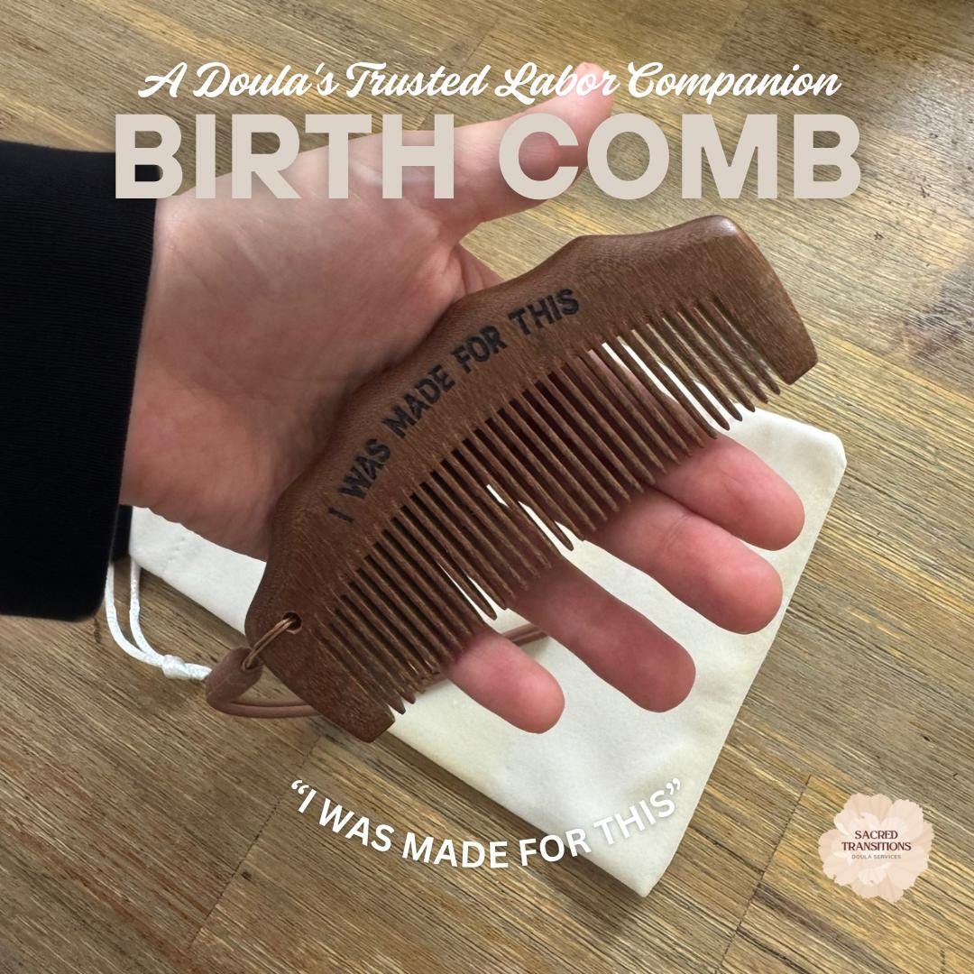 Doula's Birth Comb - Natural Labor Pain Relief, Wrist Sling & Pouch ...