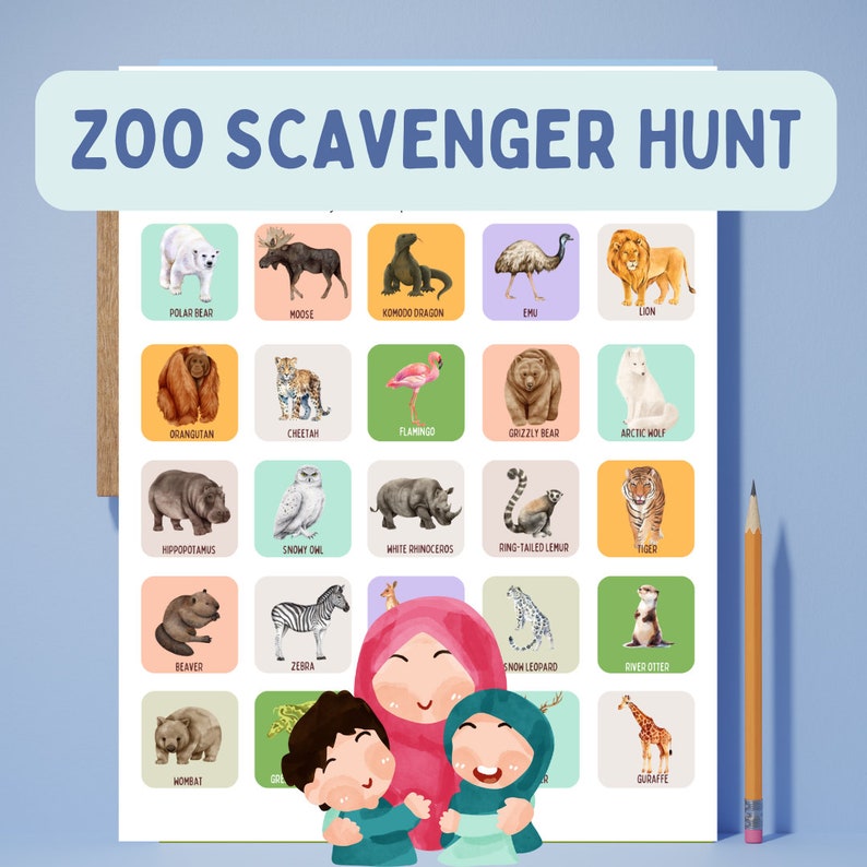 Zoo Animal Scavenger Hunt Printable: Kids' Educational Game (digital ...