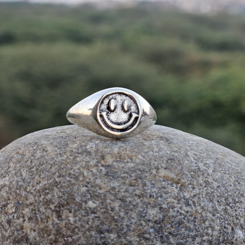 Smiley Face Ring, Smile Ring, 925 Silver Happy Face Ring, Handmade Ring ...