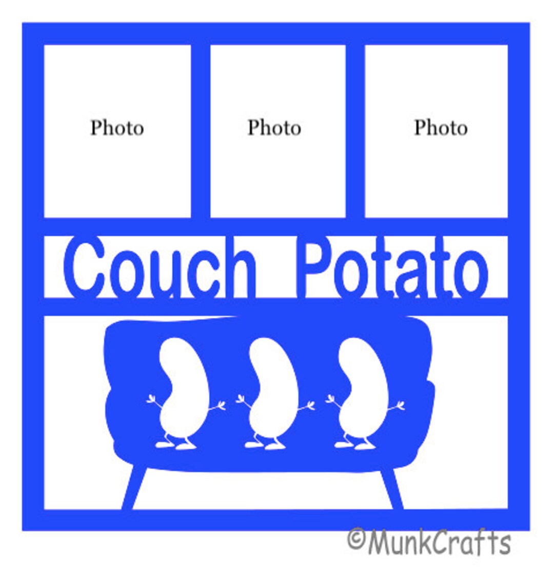 Couch Potato Scrapbook Overlay SVG Digital Files for Cricut, Funny ...