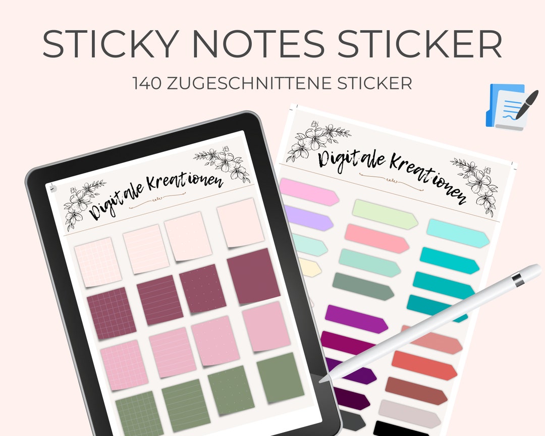 Sticky Notes Sticker Set Digital Stickers PNG Digital Sticker Set ...