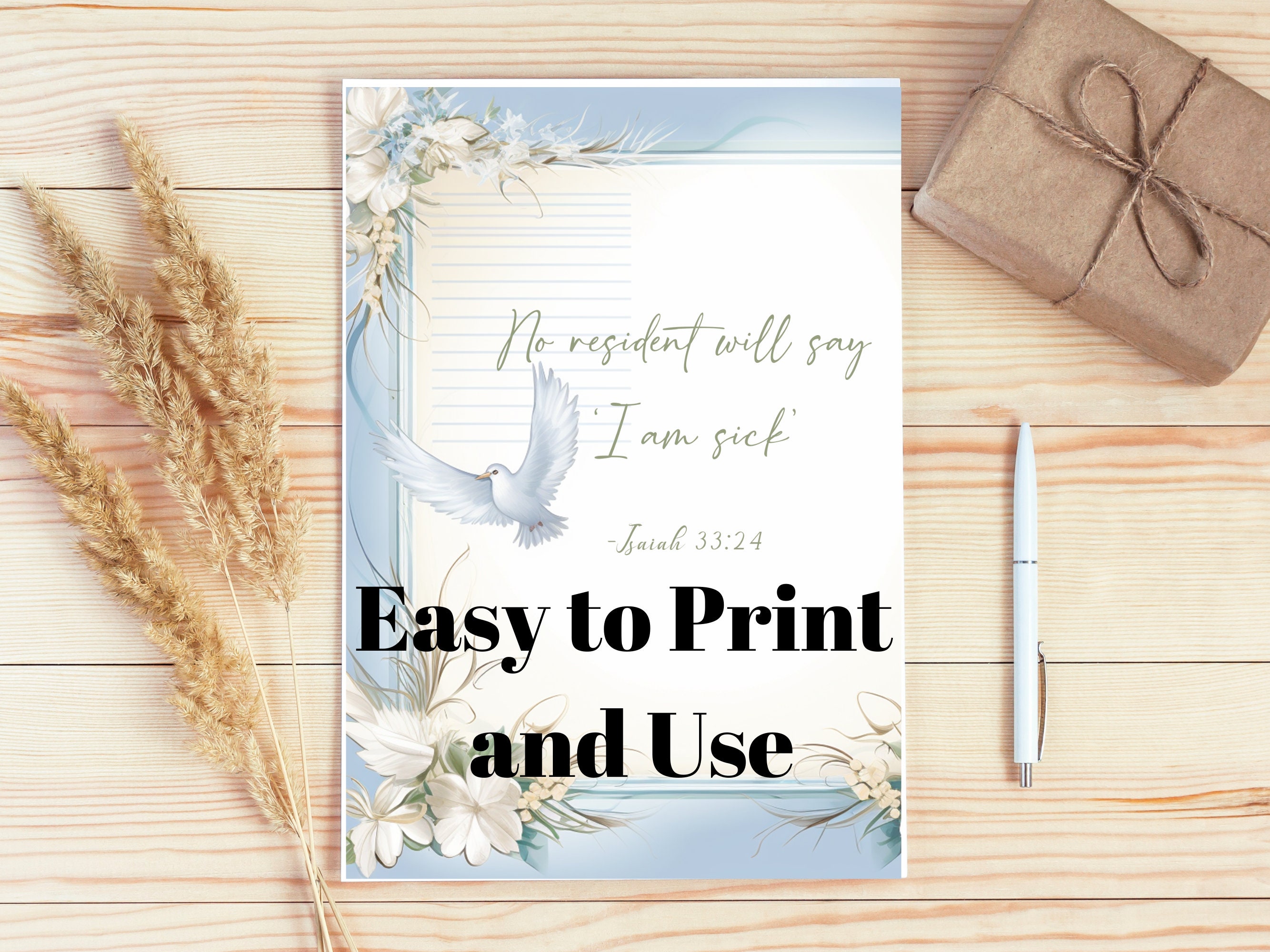 Isaiah 33:24 Junk Journal Kit | Light Blue & White Printable | Vintage ...