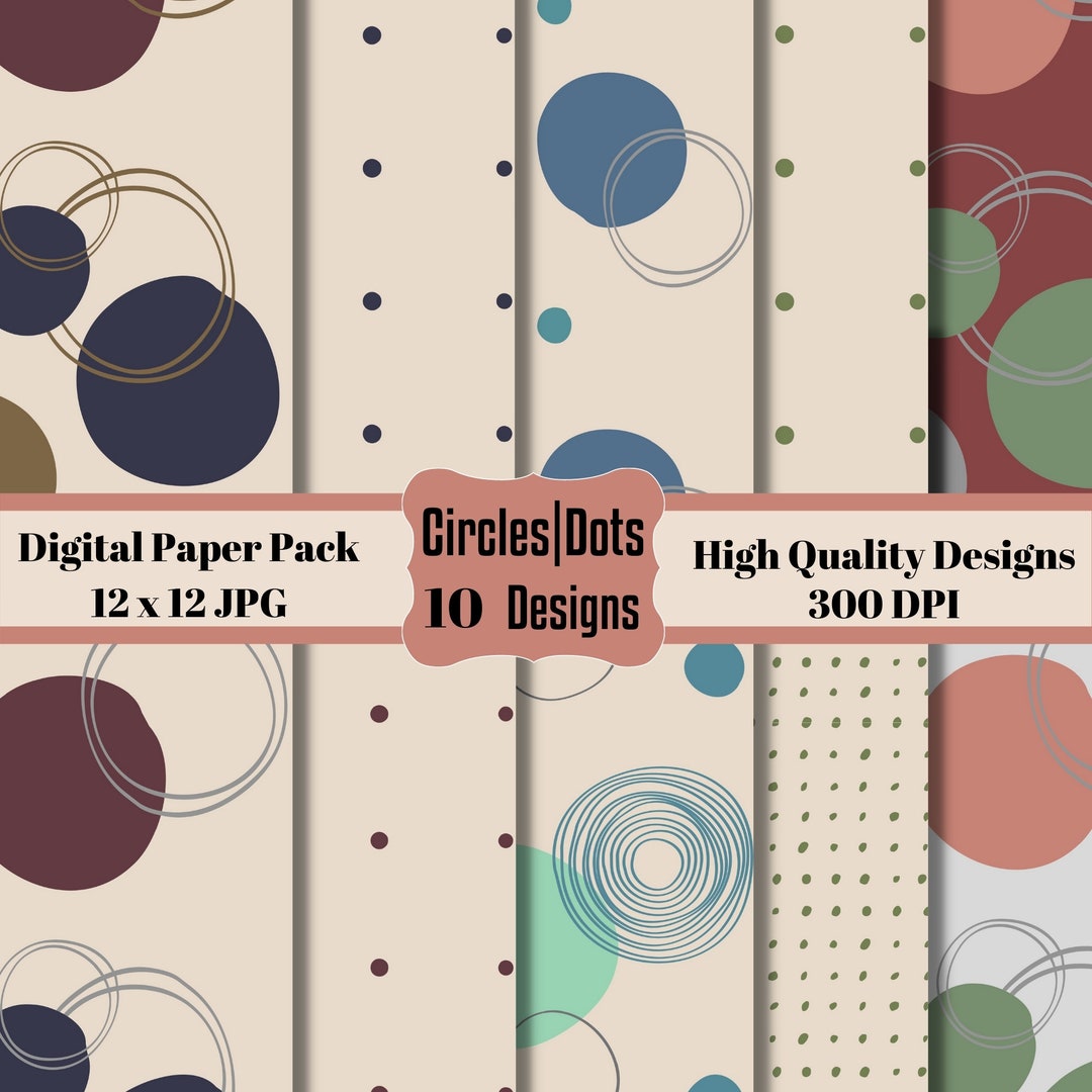 Circle and Dots Digital Paper Pack | Printable Download | Circle Themed ...