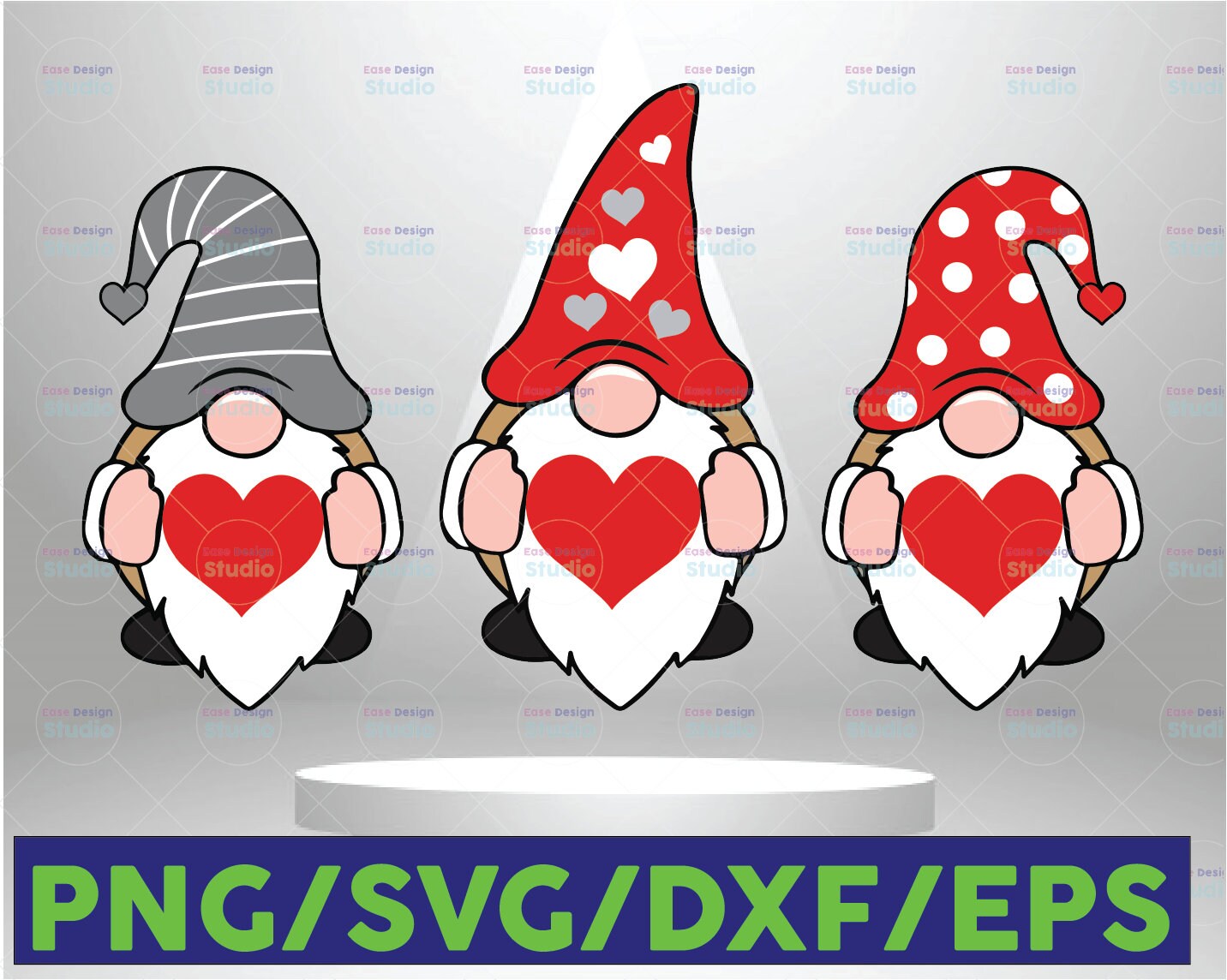 Three Gnomes Holding Hearts Svg Valentines Day Svg Etsy
