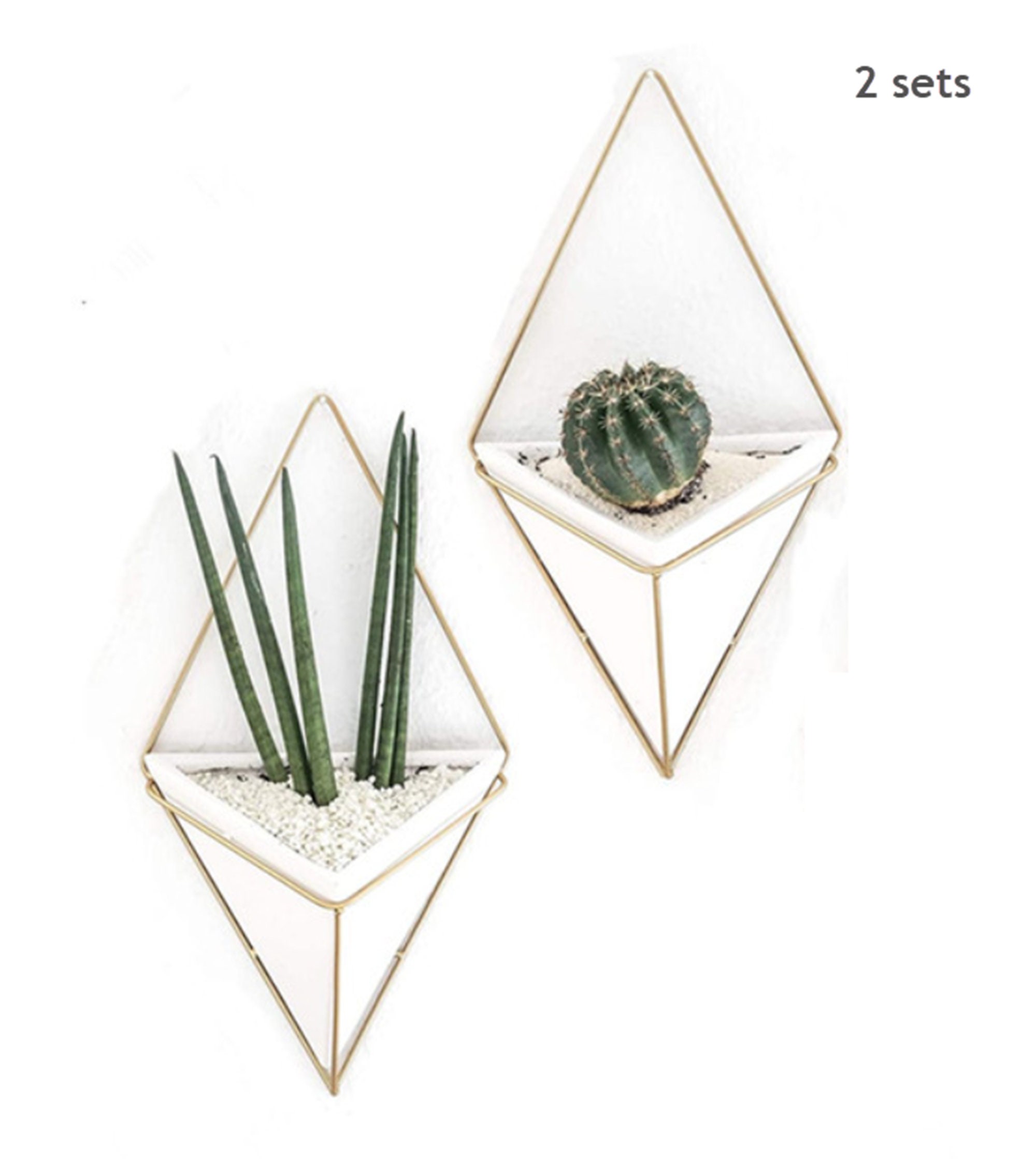 2pk Small Hanging Geometric Planter with Gold Frame | Etsy