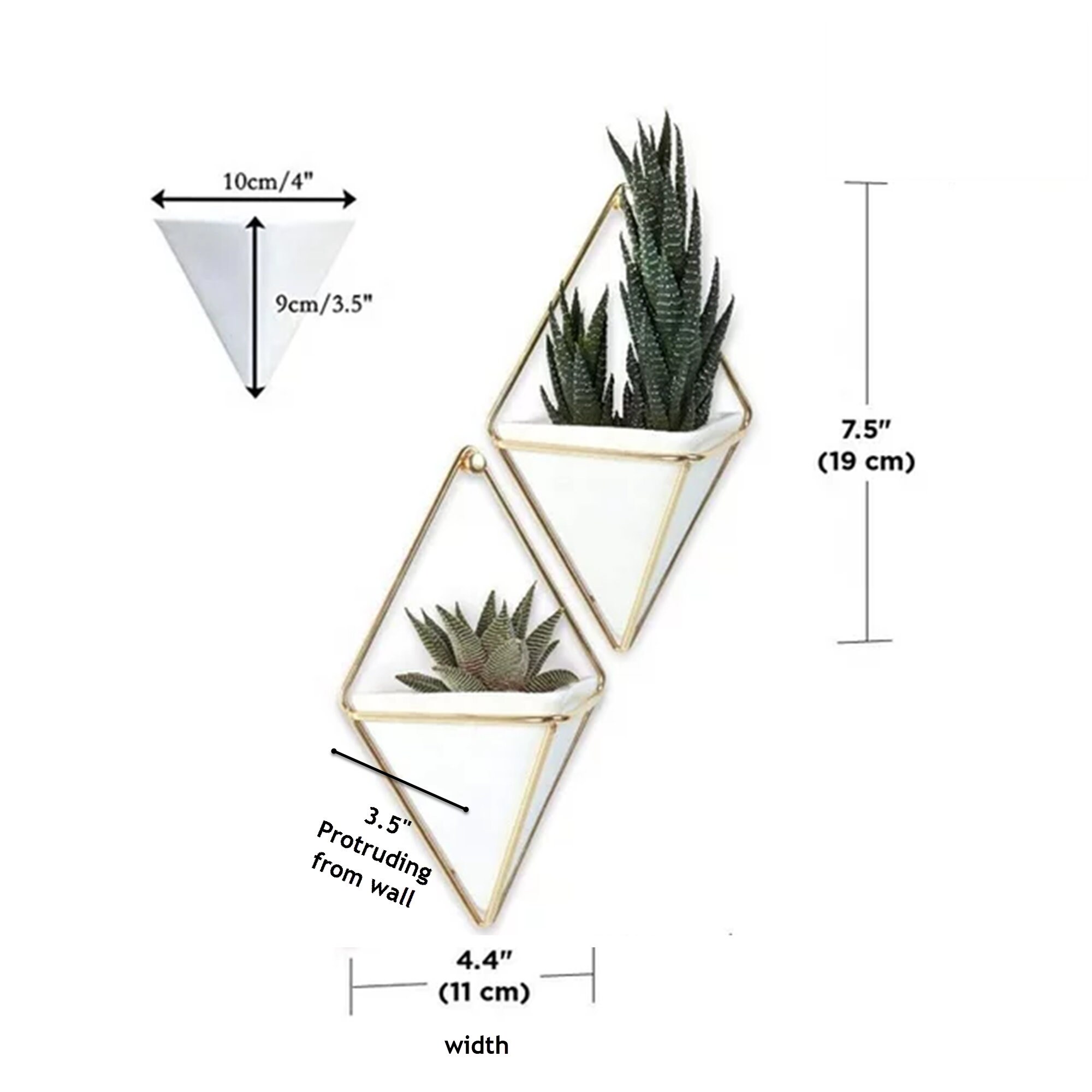 2pk Small Hanging Geometric Planter with Gold Frame | Etsy