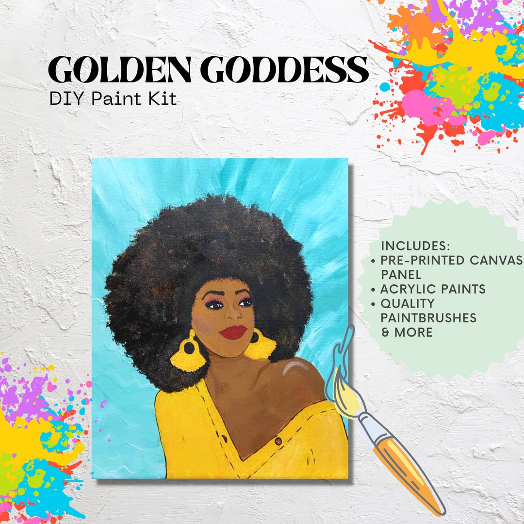 Golden Goddess DIY Paint Kit With Pre Printed Canvas and - Etsy