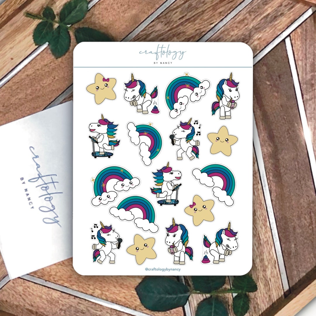 Unicorn Rainbow Star Sticker Sheet: Planner Stickers, Party Favors - Etsy