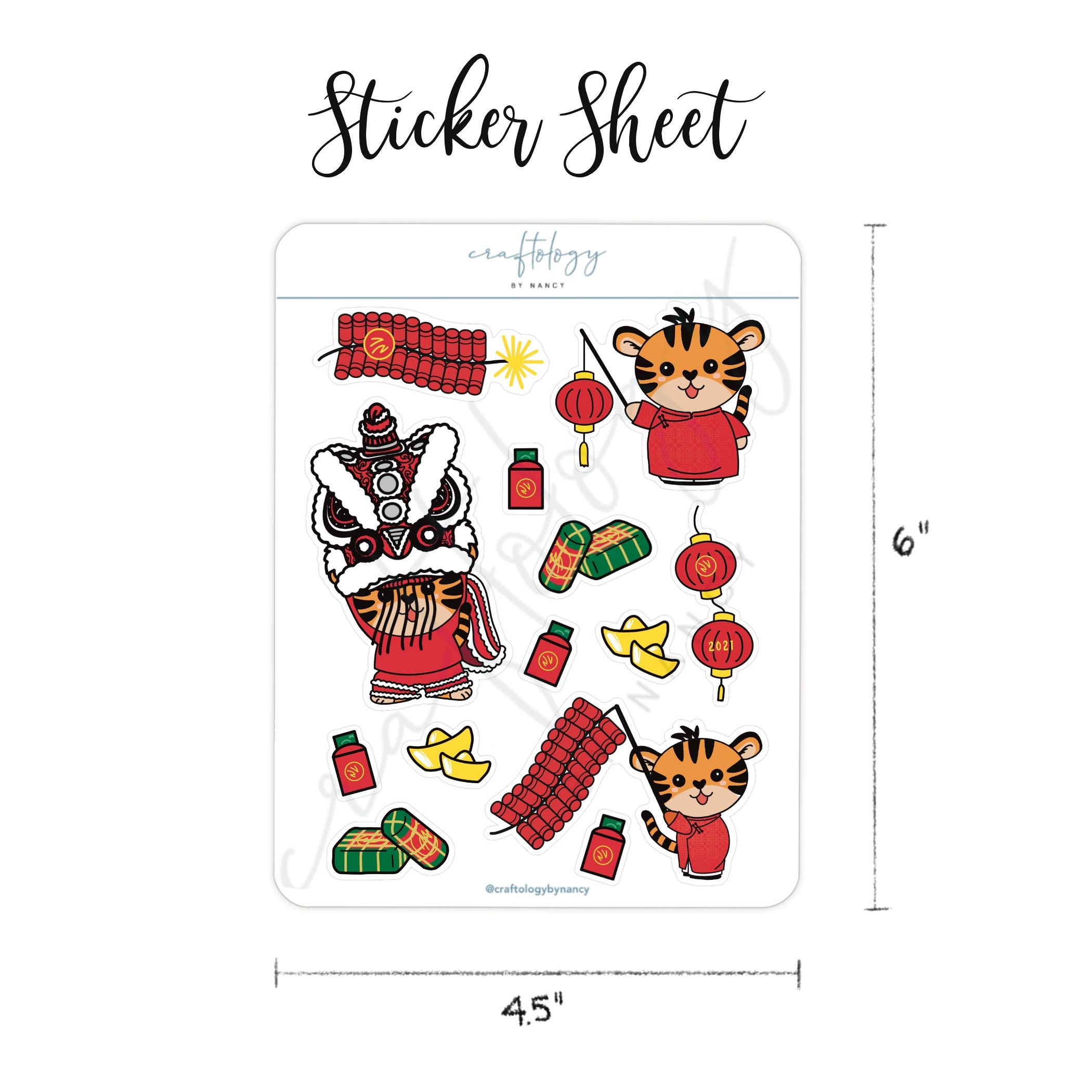 Tiger Stickers for Kids, Lunar New Year Stickers for Envelope, Tet ...