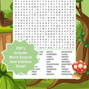 Forest Word Search Printable PDF. Large Word Search Puzzle. | Etsy