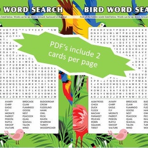 Bird Word Search Puzzle Printable (PDF) - Etsy