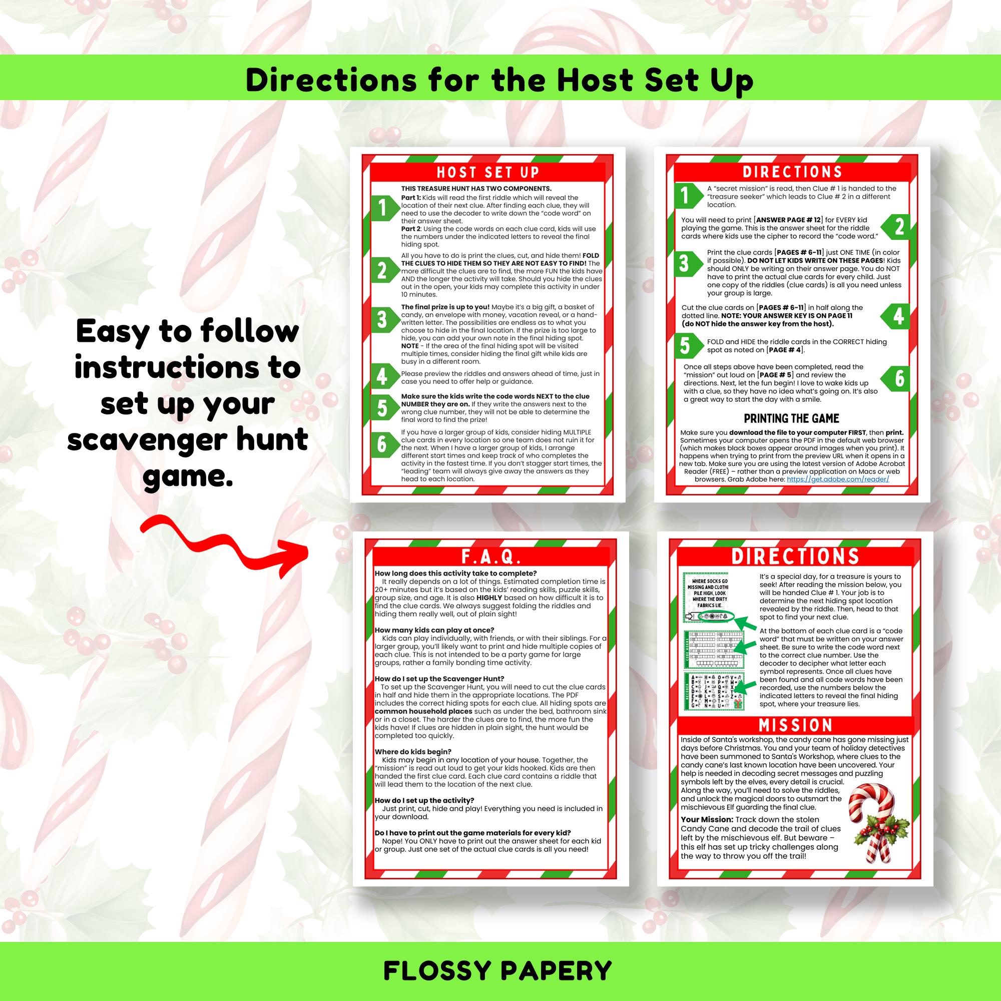 Candy Cane Indoor Scavenger Hunt, Christmas Treasure Hunt, Printable ...