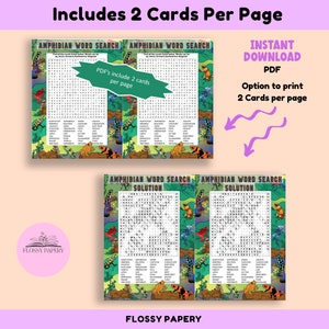 Amphibian Word Search Printable PDF. Large Word Search Puzzle. - Etsy