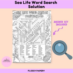 Sea Life Word Search Puzzle - Etsy