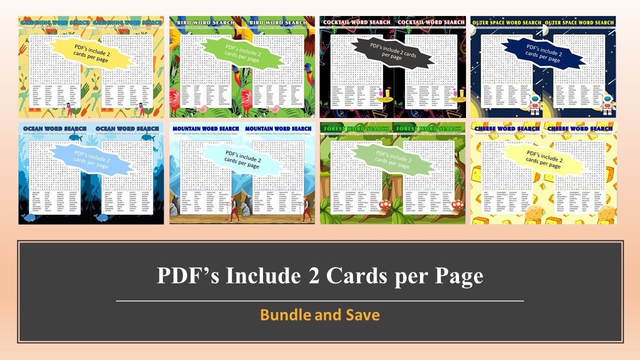 8 Word Search Printable Pdf's. Large Word Search Puzzles. | Etsy Australia