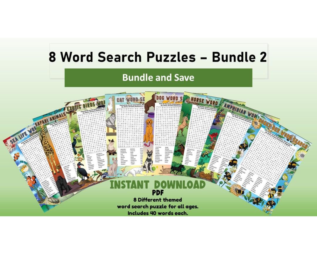 8 Word Search Printable Pdf's. Large Word Search Puzzles. - Etsy
