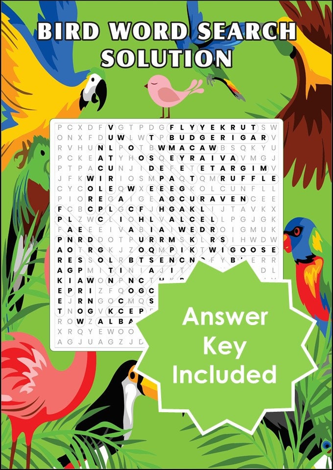 Bird Word Search Puzzle Printable (PDF) - Etsy