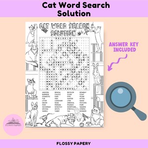 Cat Word Search - Etsy