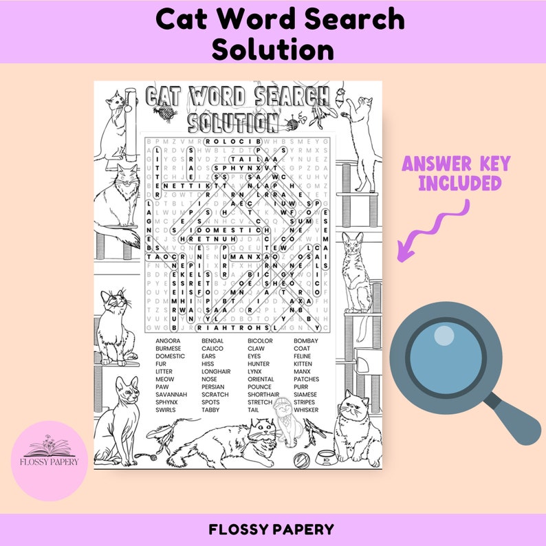 Cat Word Search - Etsy