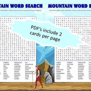 Mountain Word Search Printable PDF. Large Word Search Puzzle. - Etsy