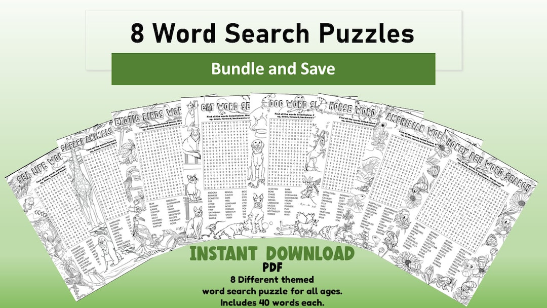 8 Word Search Printable Pdf's. Large Word Search Puzzles. Word Search ...