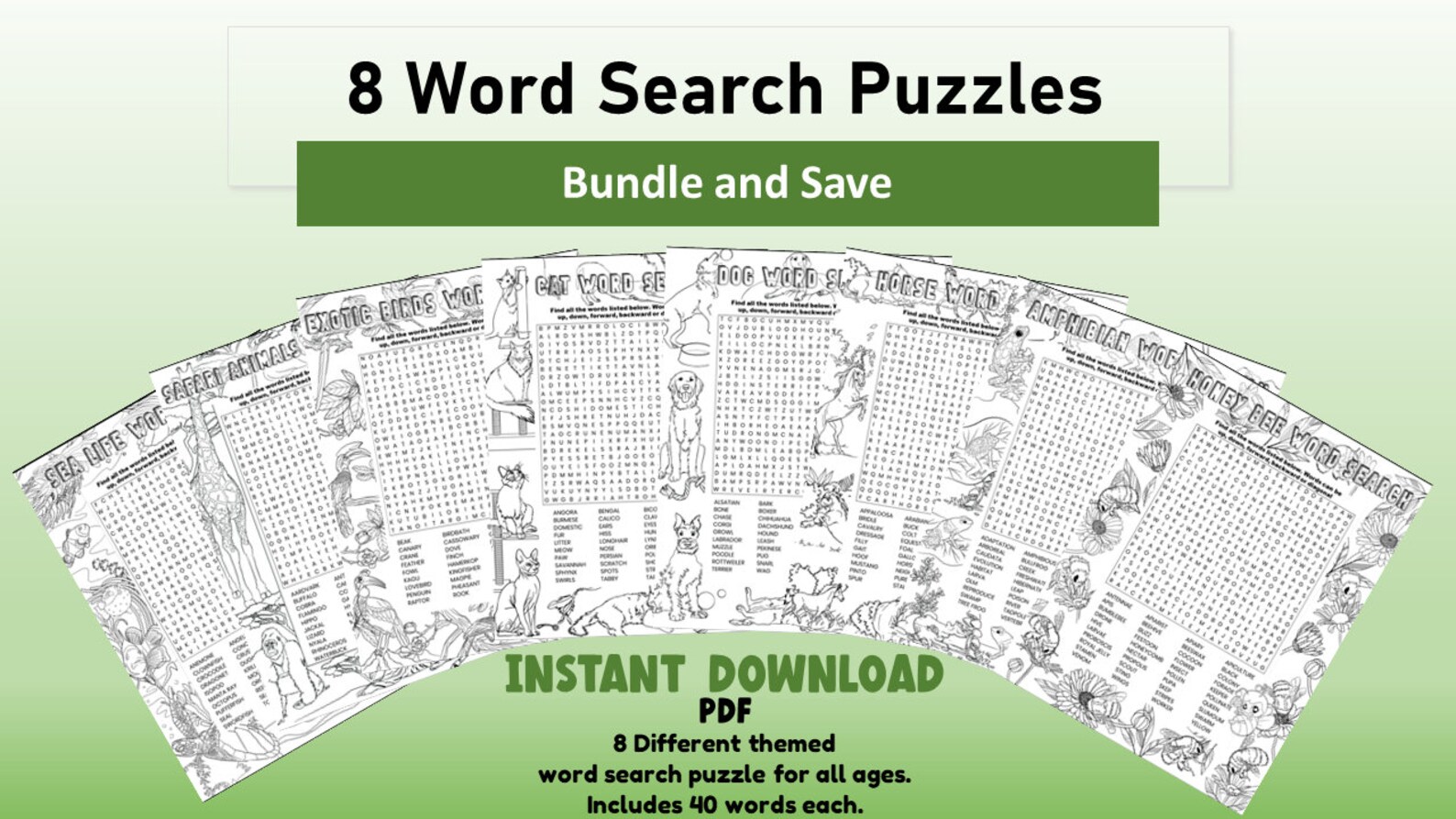 8 Word Search Printable Pdf's. Large Word Search Puzzles. Word Search ...