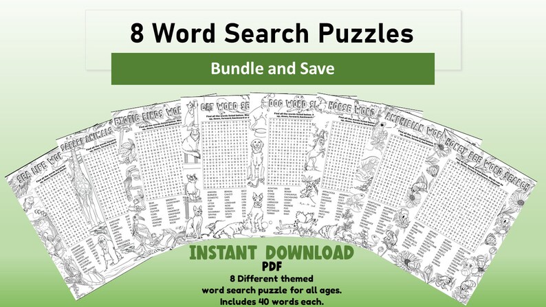8 Word Search Printable Pdf's. Large Word Search Puzzles. Word Search ...