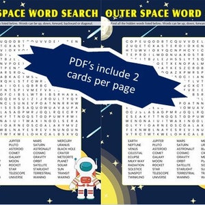 Outer Space Word Search Printable PDF. Large Word Search Puzzle. - Etsy ...