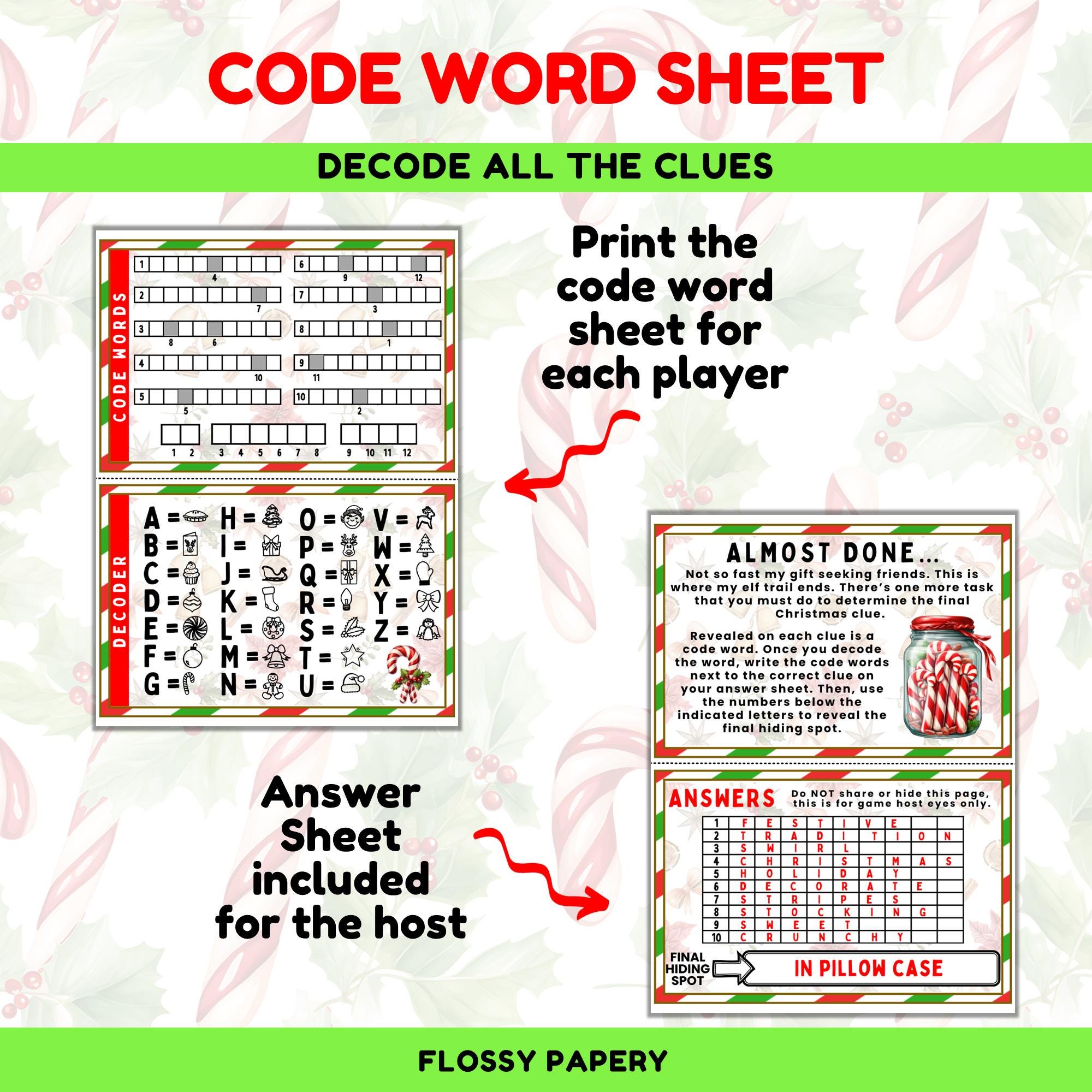 Candy Cane Indoor Scavenger Hunt, Christmas Treasure Hunt, Printable ...