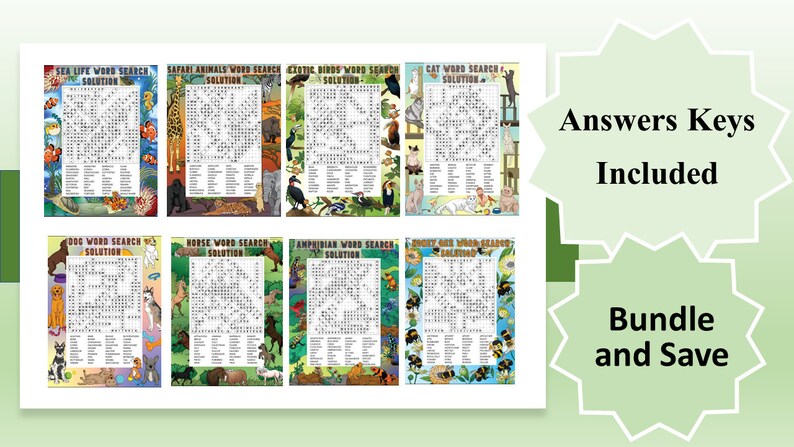 8 Word Search Printable Pdf's. Large Word Search Puzzles. - Etsy