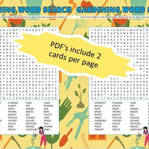 Gardening Word Search Printable PDF. Large Word Search Puzzle. - Etsy