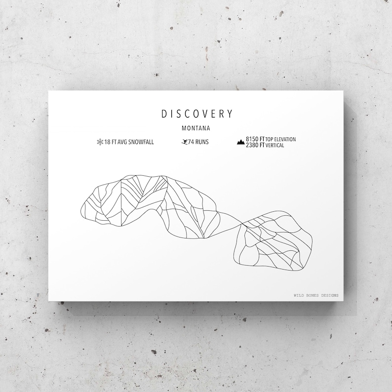 Discovery Ski Map -digital Download -discovery Resort Montana -ski Art ...