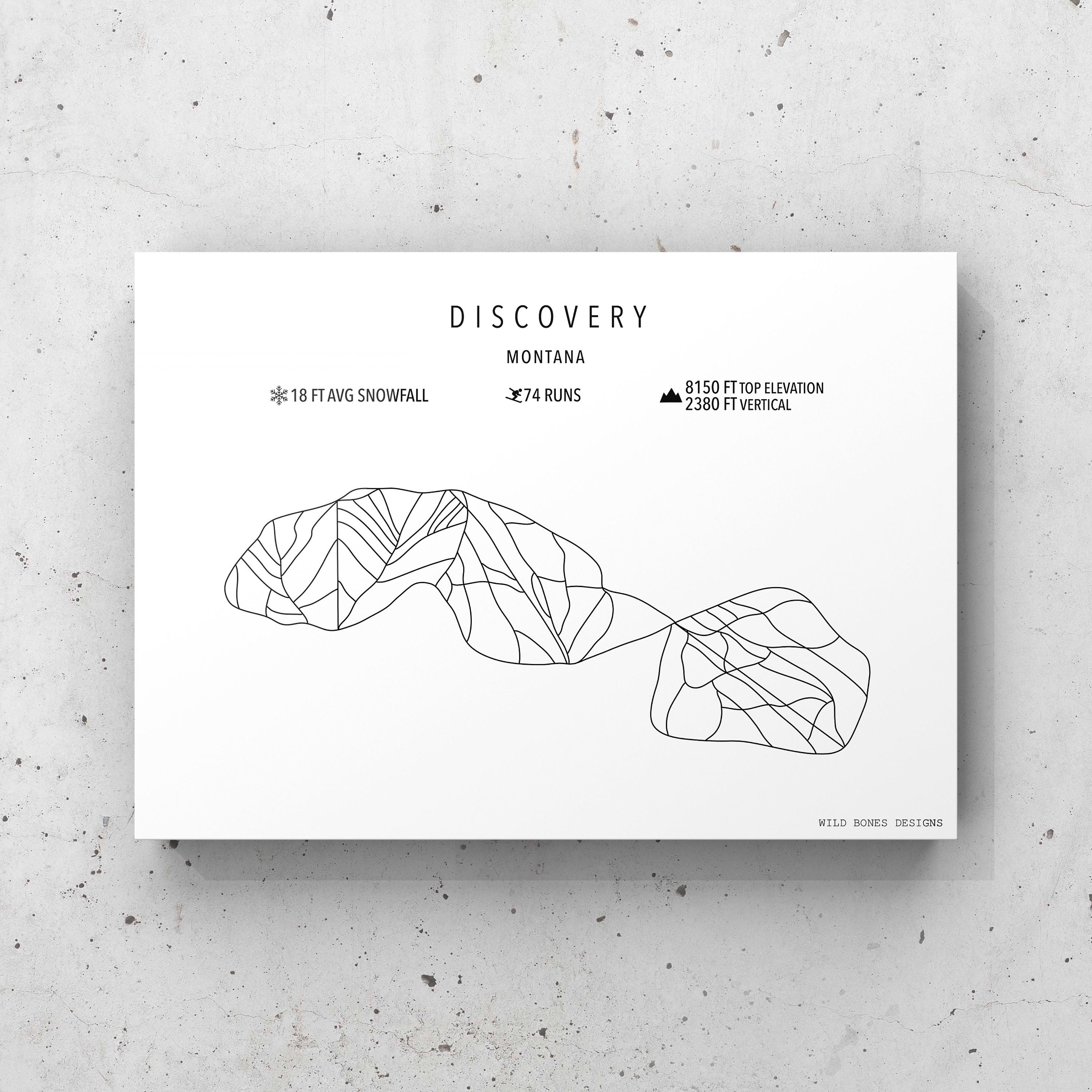 Discovery Ski Map -digital Download -discovery Resort Montana -ski Art ...